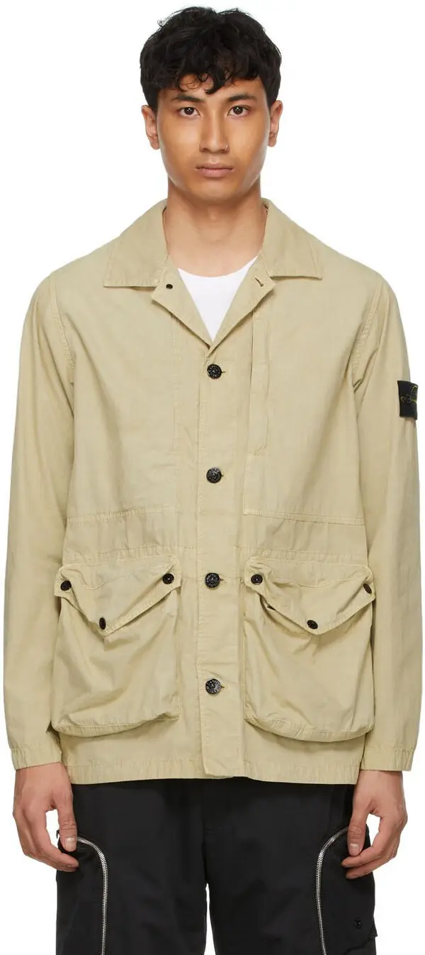 Stone Island Off-White Tela Smerigliata Jacket In V0195 Sand - 50